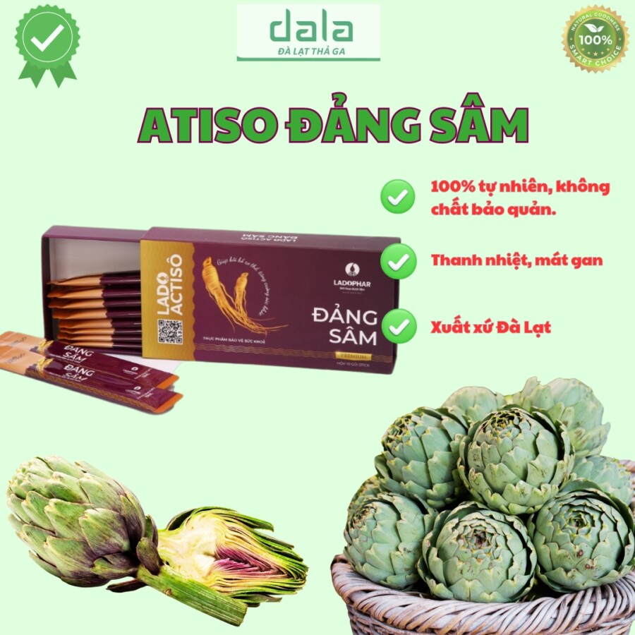 Lado Actiso Đảng Sâm - Thương hiệu Ladophar - Hộp 10 gói x 15ml